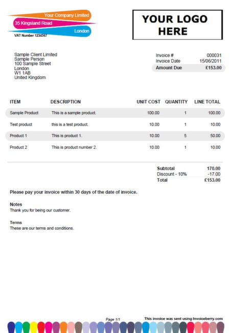 Sample invoices created with our online invoicing software | InvoiceBerry